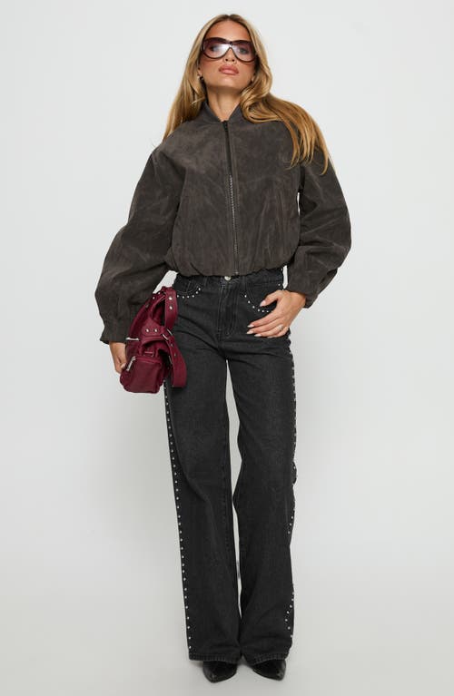 PRINCESS POLLY PRINCESS POLLY Saving Up Studded Mid Rise Straight Leg Jeans